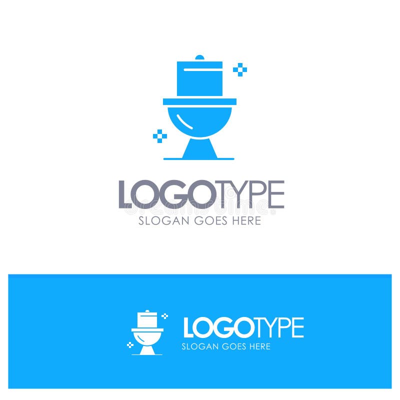 Bathroom, Cleaning, Toilet, Washroom Blue Solid Logo with Place for ...