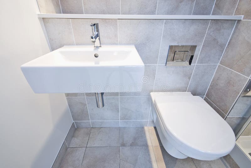 Bathroom Detail with Toilet and Wash Basin Stock Image - Image of ...