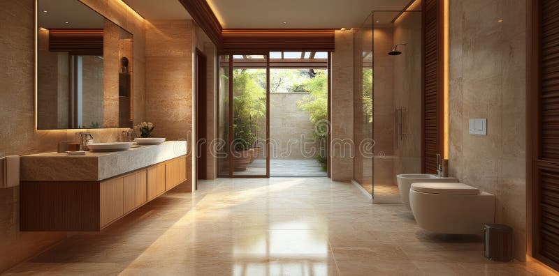 The Bathroom Exemplifies Elegance through Its Sleek, High-tech Toilet ...