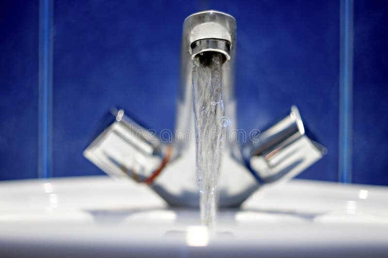 Bathroom Faucet. Water Flow from Chromed Steel Stock Image - Image of ...