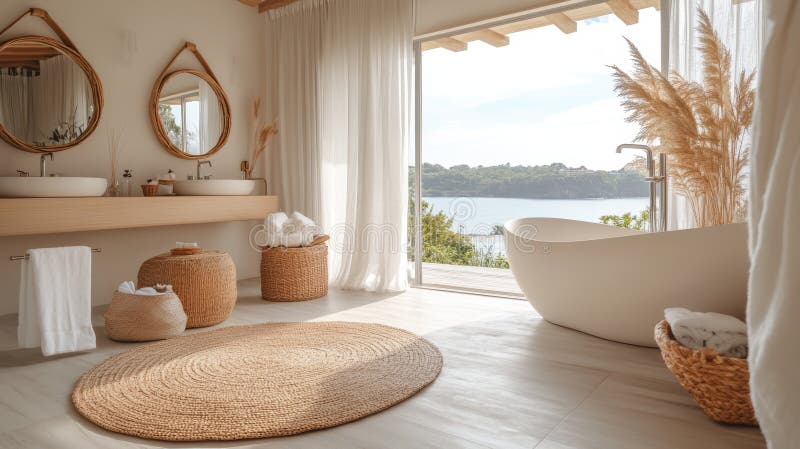 A Bathroom Featuring a Bathtub and a Tub with a Scenic View Outside ...