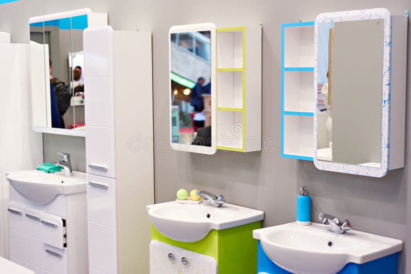 Bathroom Furniture in Store Stock Photo - Image of shiny, bathroom ...