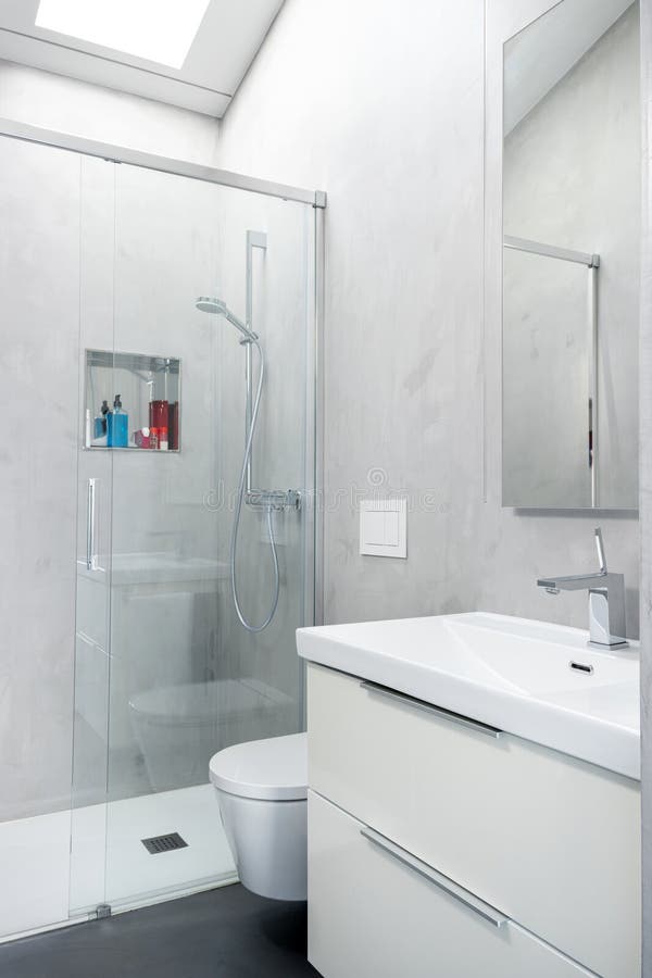 Bathroom in a Minimalist Contemporary Design Style Stock Photo - Image ...