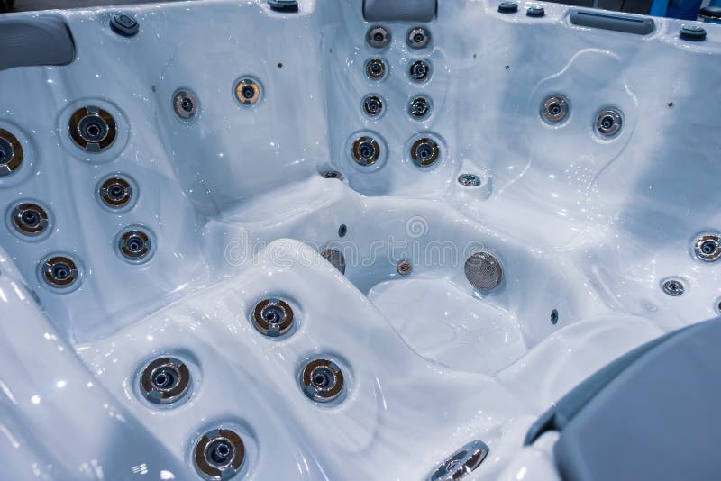 Bathroom with Hydromassage and Jacuzzi Stock Photo - Image of faucet ...