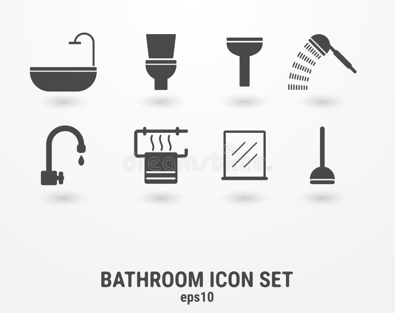 Bathroom icon set stock illustration. Illustration of pictogram - 98637359