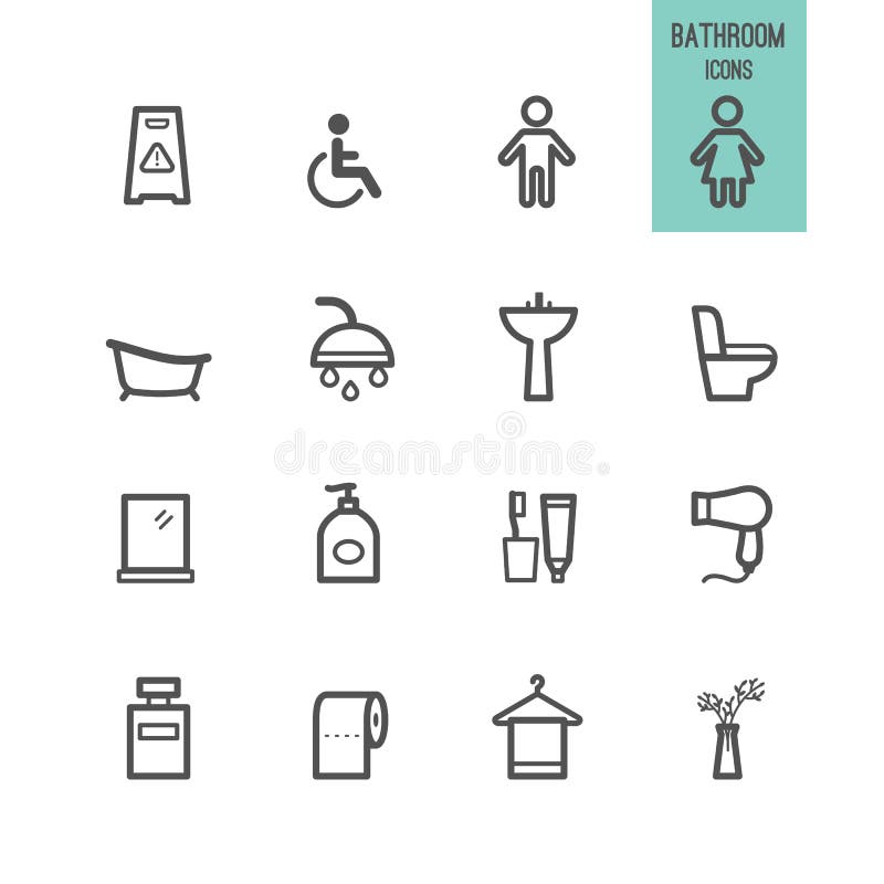 Bathroom icon set. stock vector. Illustration of cleaning - 60596111