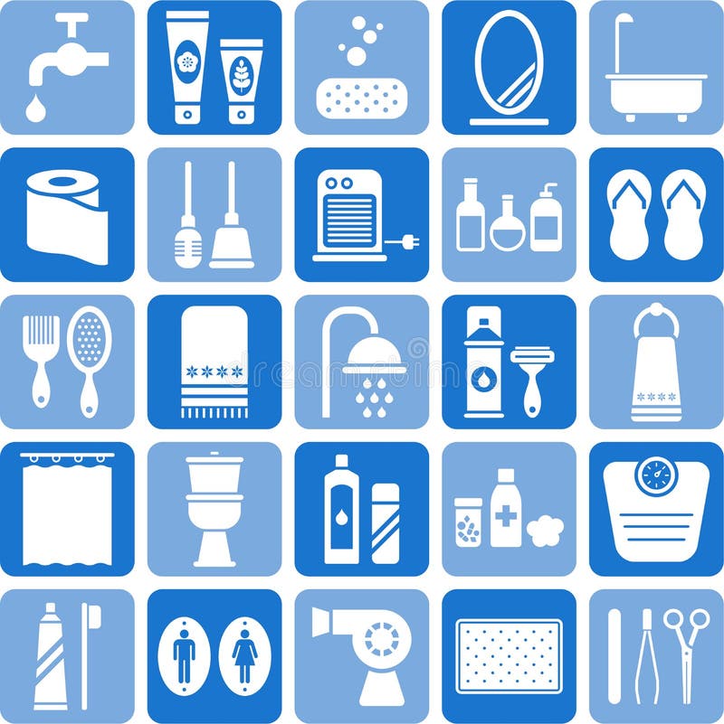 Plumbing Set of Bathroom Icons Stock Vector - Illustration of hygiene ...