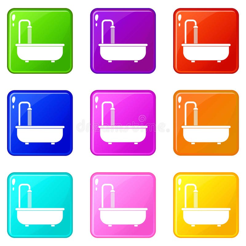 Bathroom icons 9 set stock vector. Illustration of simple - 96244591