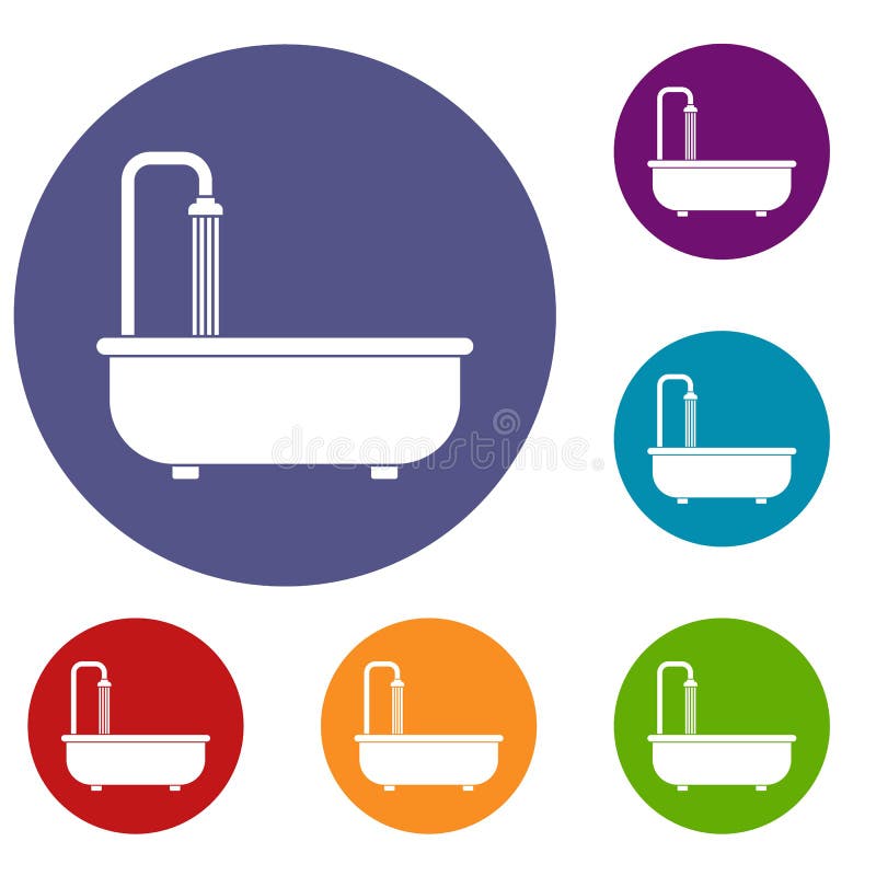 Blue bathroom Icons Set stock vector. Illustration of plumber - 32464634