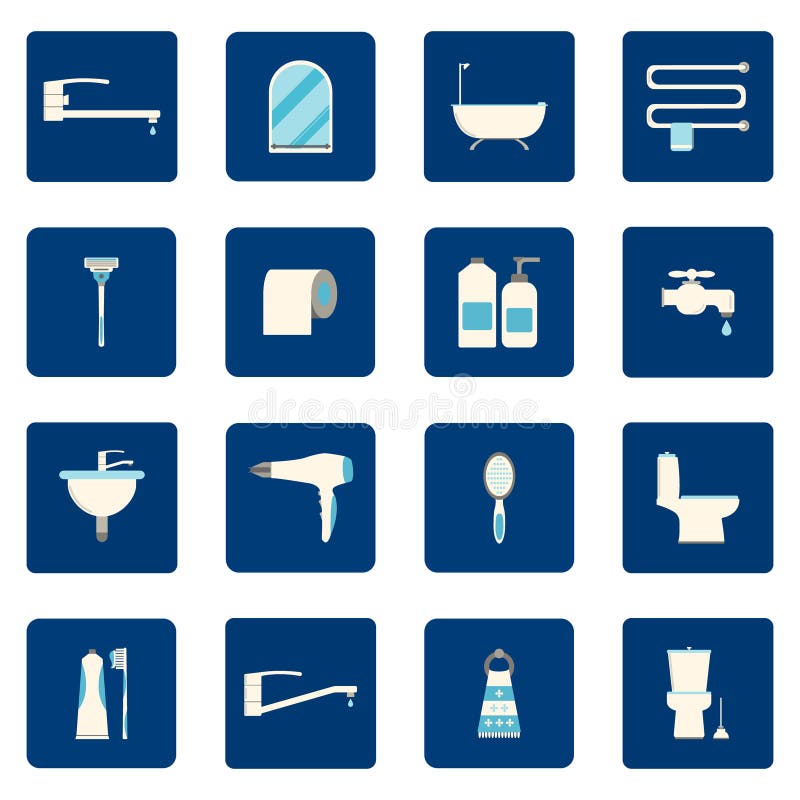 16 Bathroom Icons Set. Vector Illustration. Stock Vector - Illustration ...