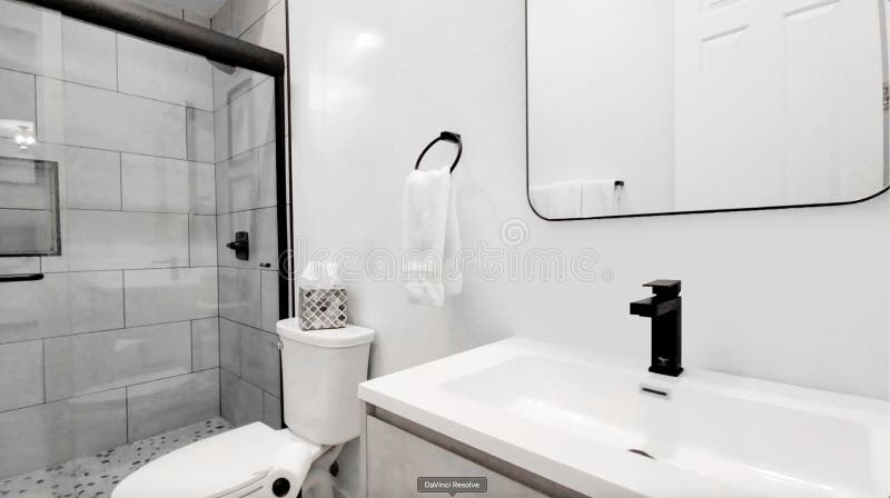 Bathroom Features Toilet Sink Mirror Shower Area Stock Photos - Free ...