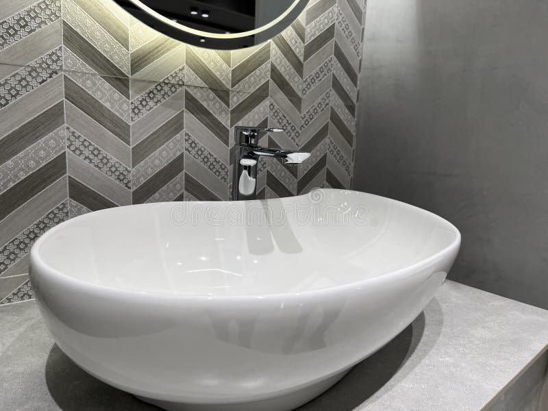 Bathroom Interior Basin or Sink with Modern Interior Design. Stock ...