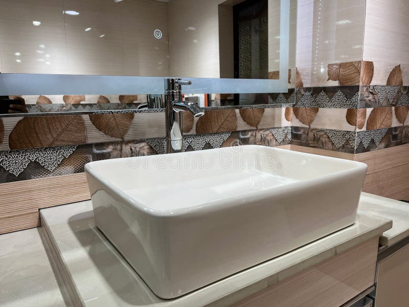 Bathroom Interior Basin or Sink with Modern Interior Design. Stock ...
