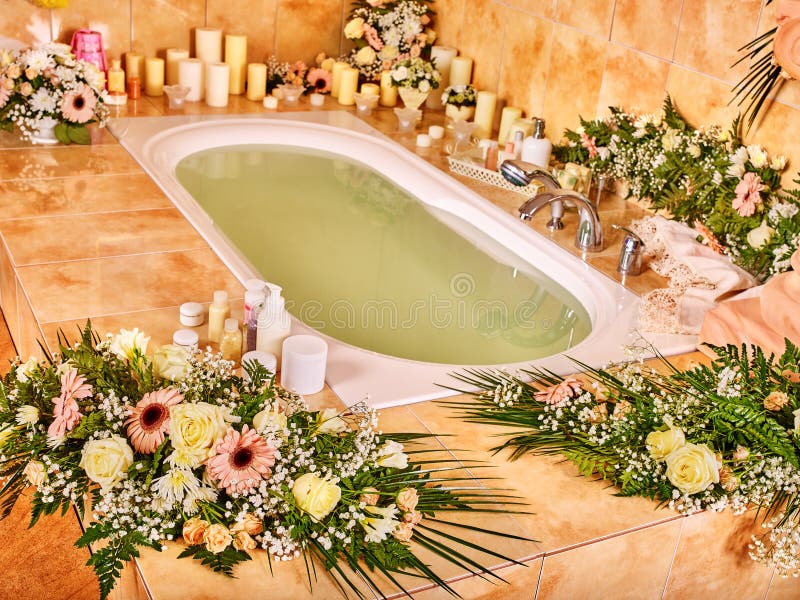 Bathroom Interior with Bubble Bath Stock Photo - Image of hotel, sauna ...