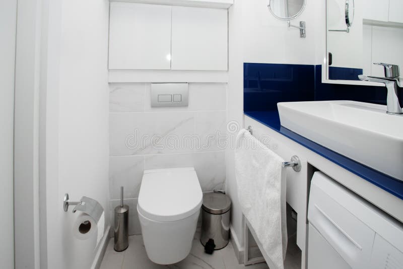 Bathroom Interior, Modern Design with Toilet and Washing Machine Stock ...