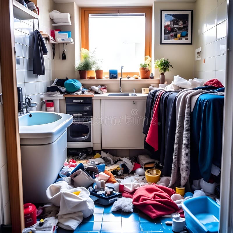 Bathroom Interior with Scattered Items. Stock Illustration ...