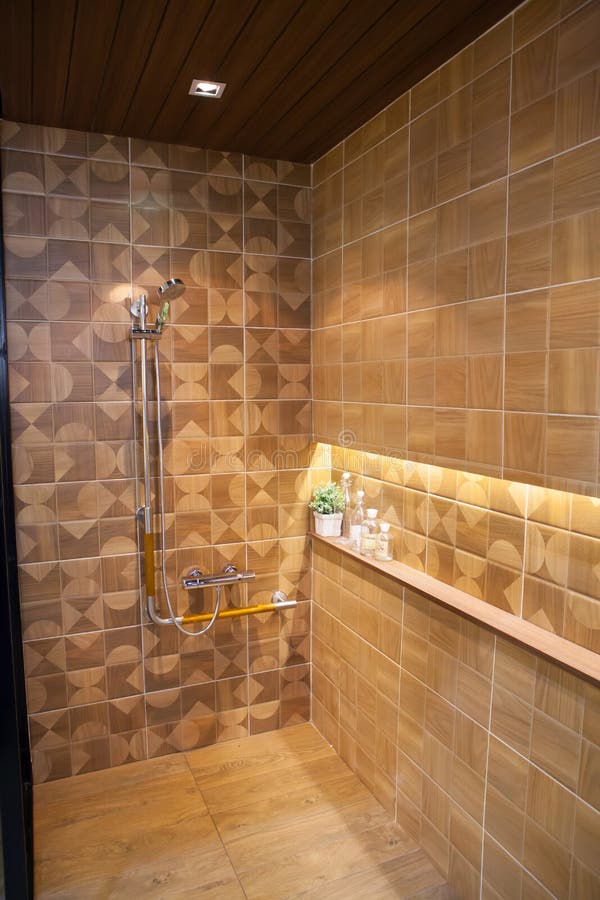 Bathroom Interior with Shower Interior Stock Image - Image of bright ...
