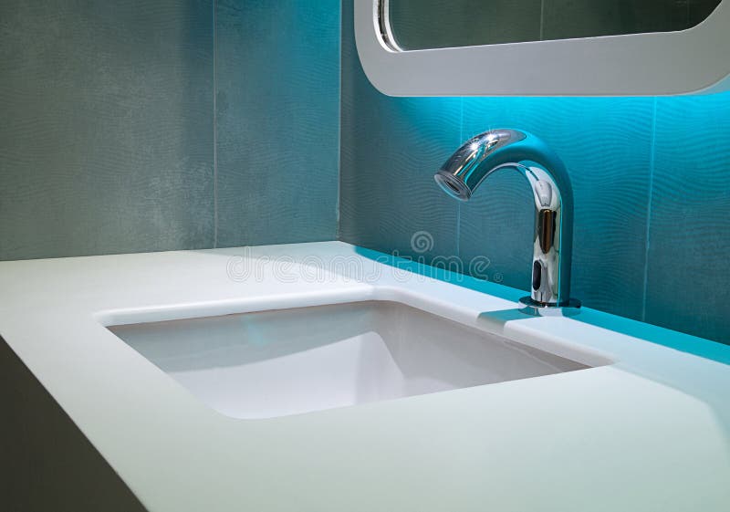 Bathroom Interior with Sink and Faucet, and Mirror Modern Design of ...