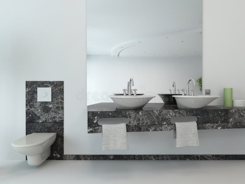 Bathroom Interior with Vanity and Hand Basin Stock Illustration ...