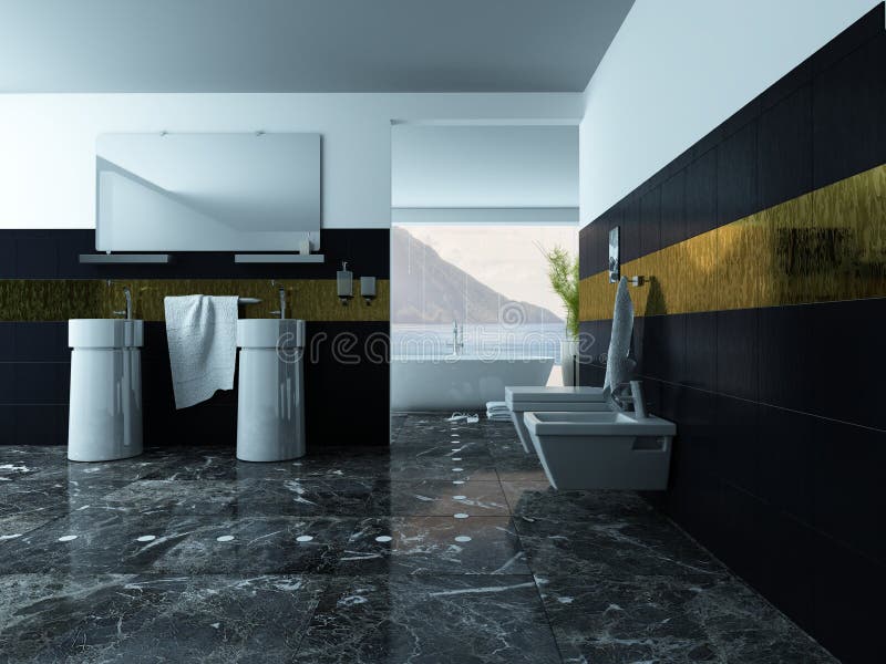 Bathroom Interior with Wash Basin and Toilet Stock Image - Image of ...