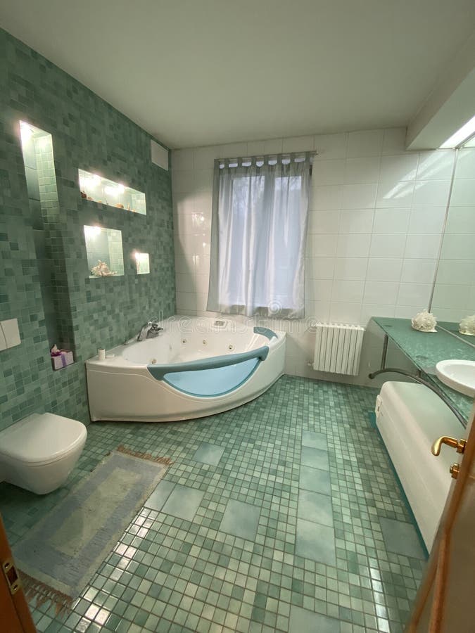 Bathroom with jacuzzi stock image. Image of double, designer - 170096733