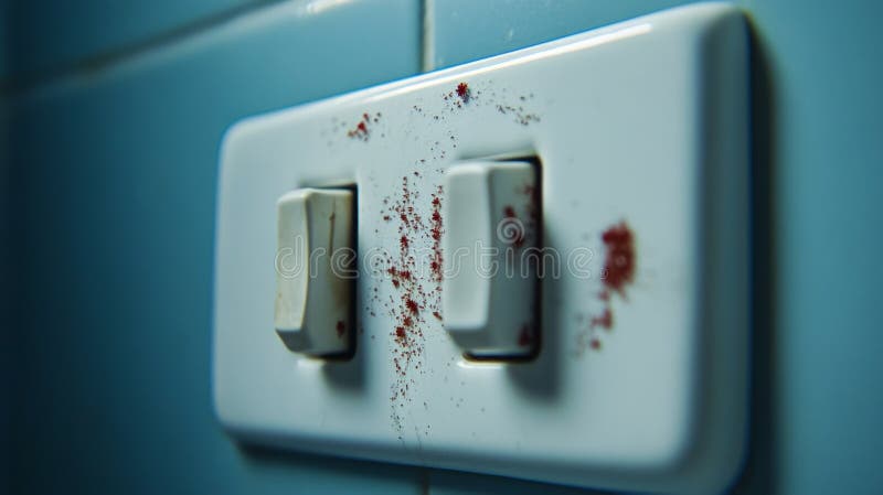 Bathroom Light Switch with Visible Germs on Dirty Surface Stock ...