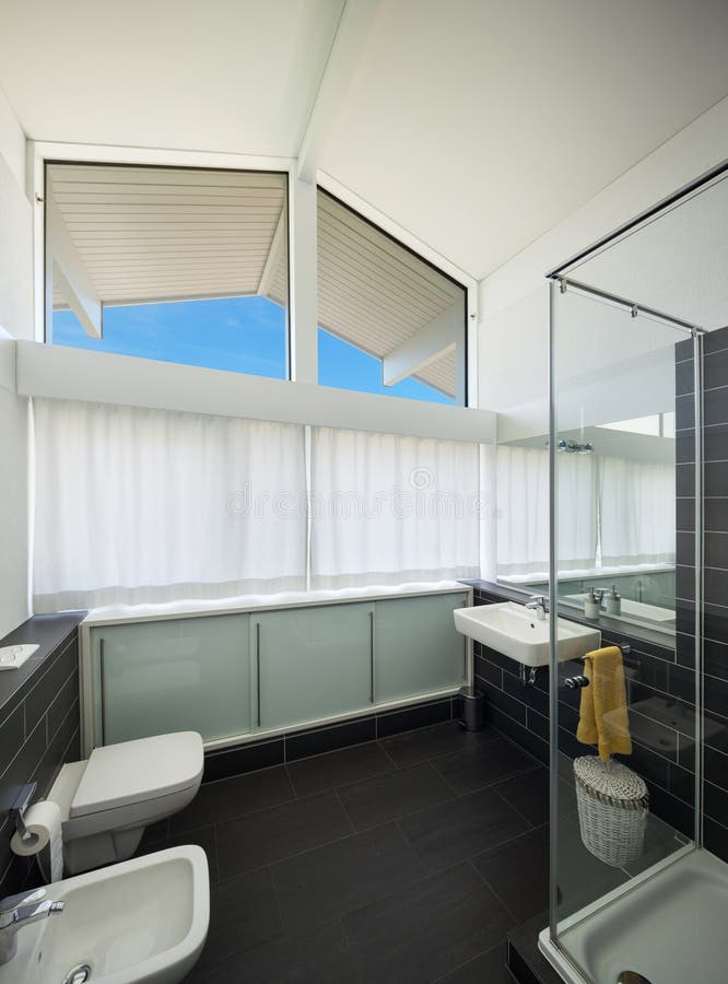 Bathroom of modern house stock image. Image of bathroom - 62206749