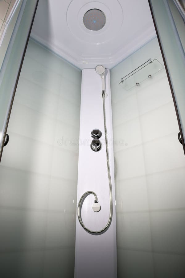 Bathroom with New Shower Cabin, View Inside Stock Photo - Image of ...