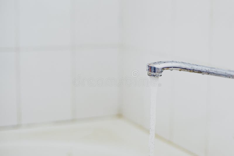 Bathroom. Open Bath Water Tap with Running Water Stock Photo - Image of ...