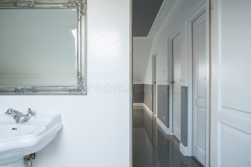 Bathroom Corridor Doors Blue Pattern Indoor Stock Photo - Image of ...