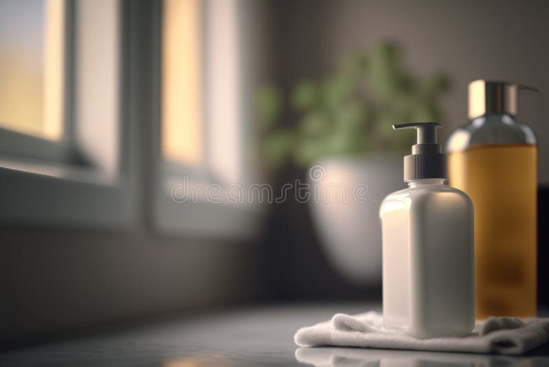 Bathroom Products on Modern Counter with Modern Interior Design ...
