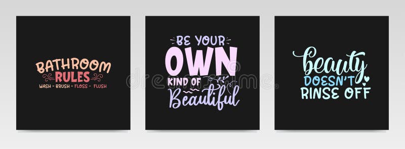 Bathroom Quotes Letter Typography Set Illustration Stock Vector ...