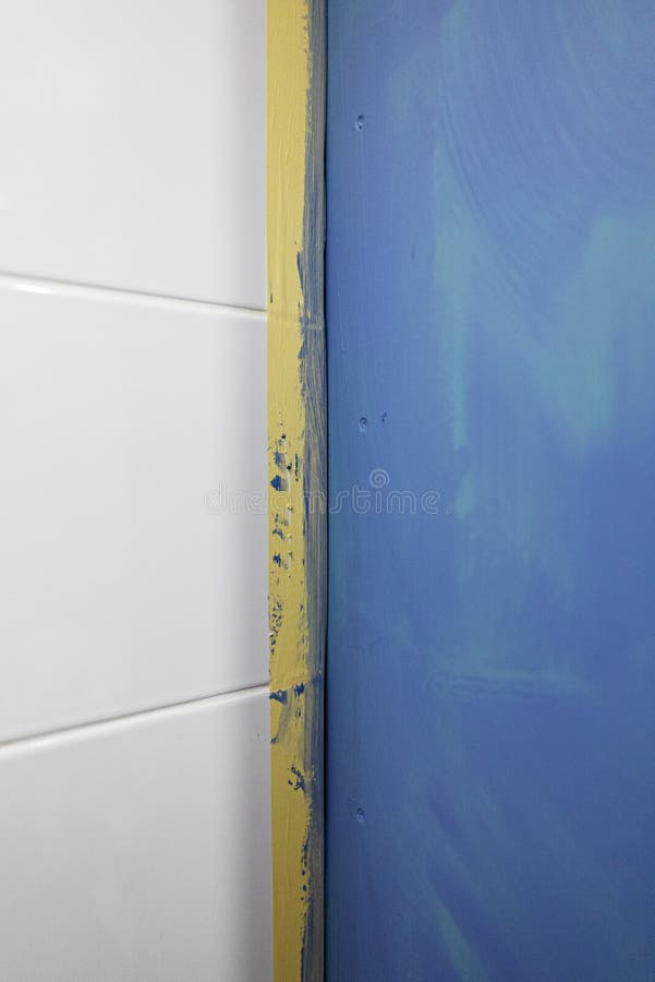 Bathroom Renovation with Blue Waterproofing Stock Image - Image of ...