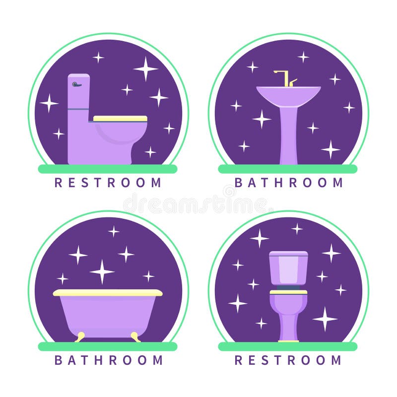 Bathroom and Restoom Vector Icons Stock Vector - Illustration of ...