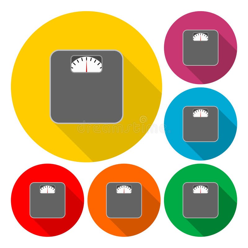 Bathroom Scale Icons Set with Long Shadow Stock Illustration ...