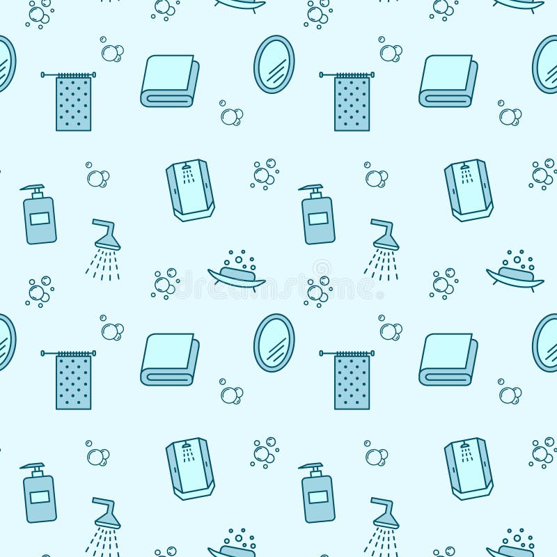 Bathroom Seamless Pattern, Washing, Bathing, Cleanliness. Vector ...