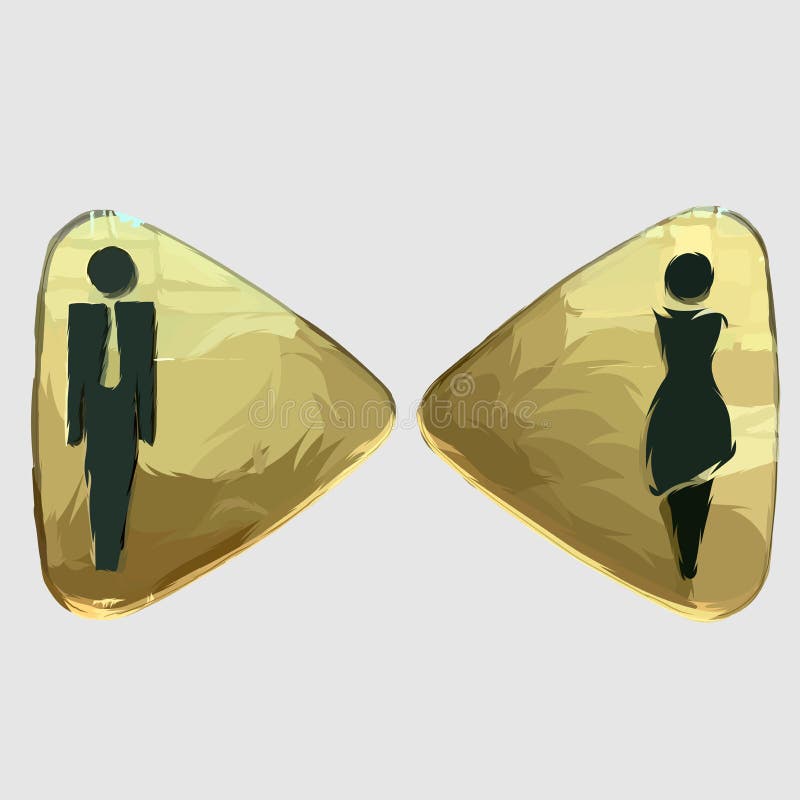 Bathroom Sign Realistic Hand Drawn Vector Stock Vector - Illustration ...