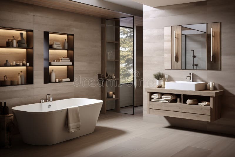 Bathroom with Sleek Surfaces and a Minimalistic Design, Emphasizing ...