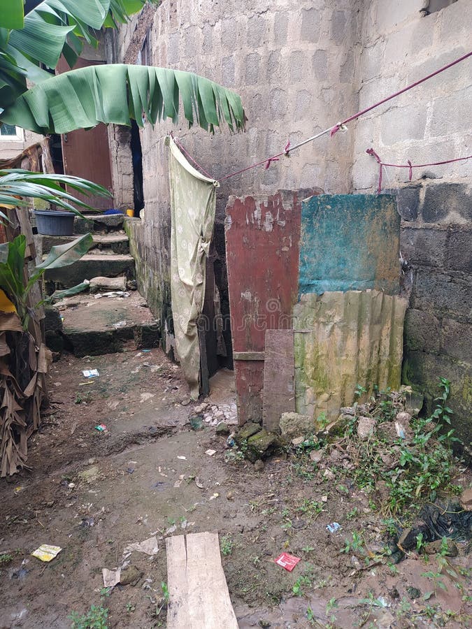 A bathroom in the slum stock photo. Image of condition - 190657594