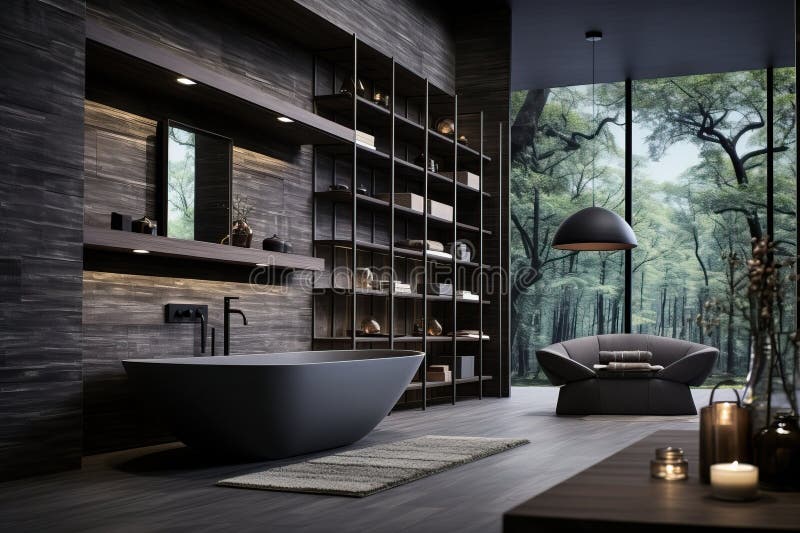Bathroom with Smooth Surfaces and Minimal Design Details, Embodying a ...