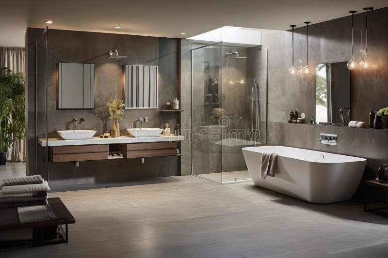 Bathroom with Smooth Surfaces and Minimal Design Details, Embodying a ...