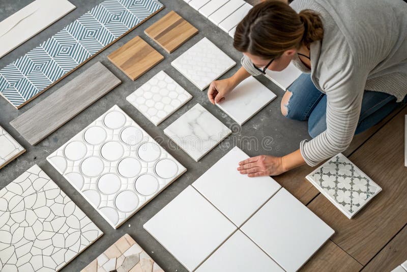 Bathroom Tiles for Renovation Selection Stock Illustration ...