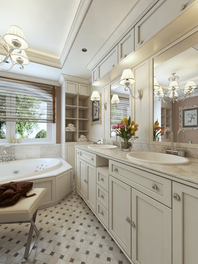 Bathroom Vanities Classic Style Stock Photo - Image of comfortable ...