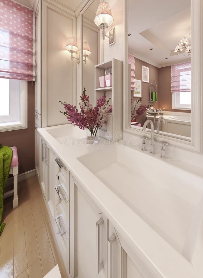 Bathroom Vanities Classic Style Stock Image - Image of frame, door ...