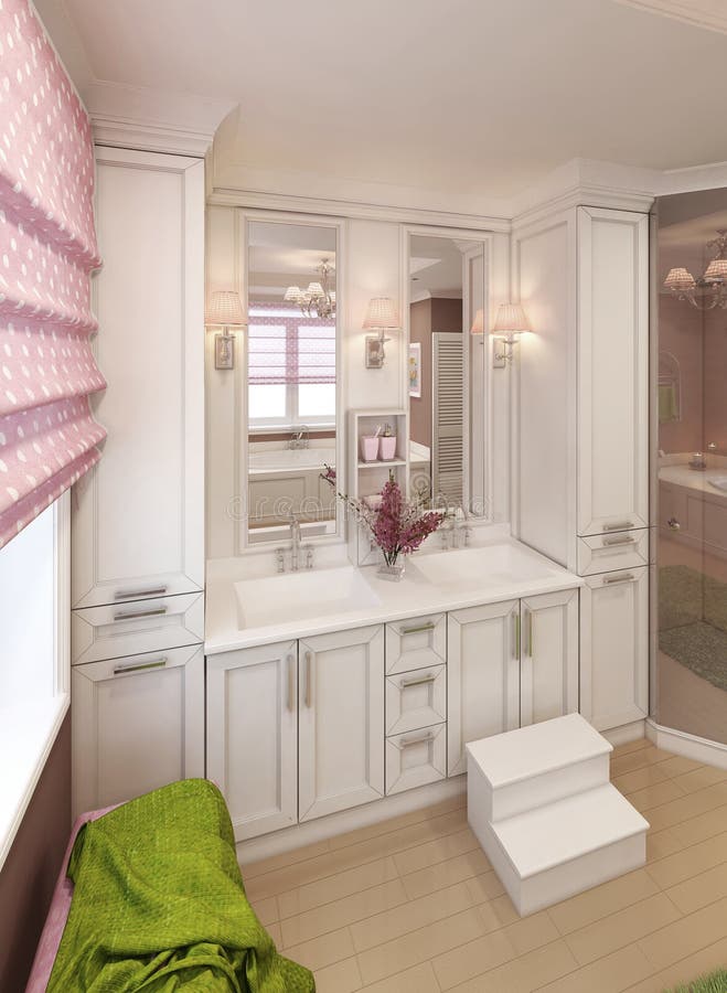 Bathroom Vanities Classic Style Stock Image - Image of frame, door ...