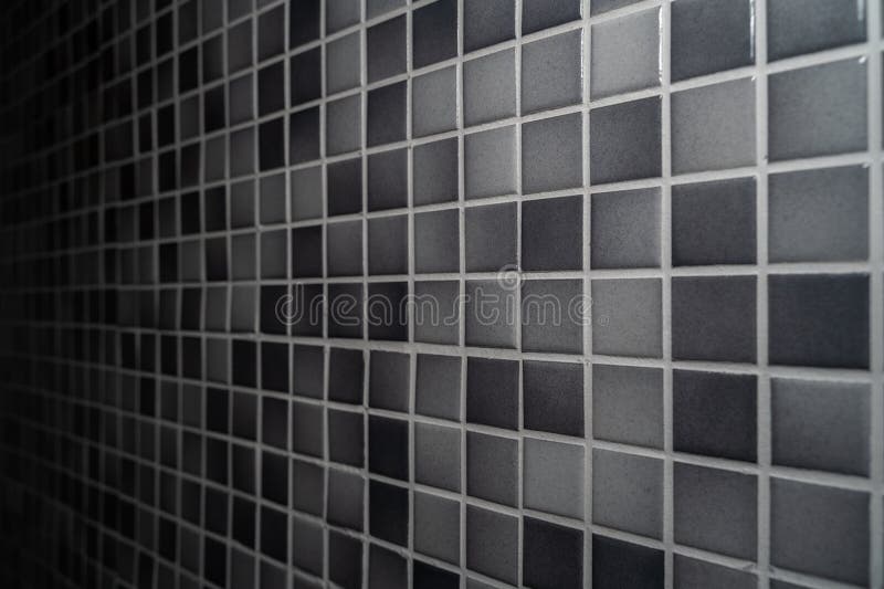 Bathroom Wall Made of Small Light Gray and Dark Gray Mosaic Tiles Stock ...