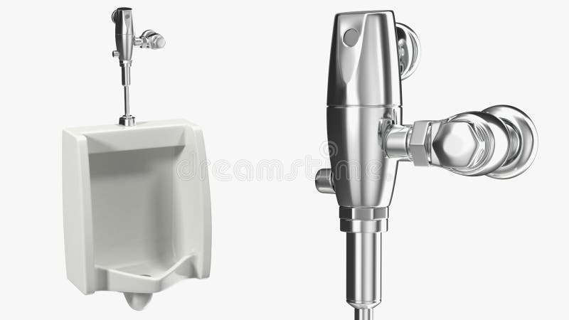 Bathroom Wall-Mounted Urinal with Flush Valve System Stock Image ...