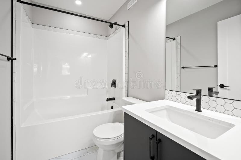 Bathroom with a White Toilet and Sink Stock Image - Image of sink ...