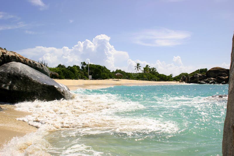 The Baths Beach Virgin Gorda Stock Photo - Image of ocean, deserted ...