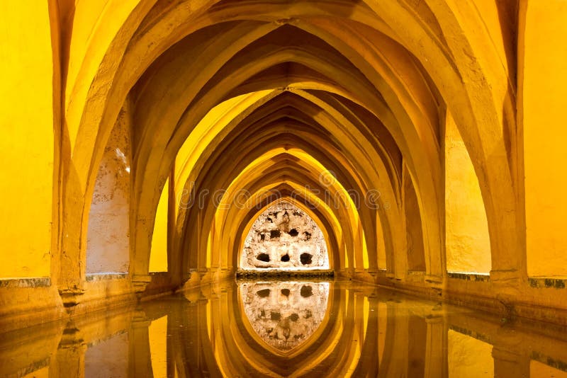 Baths of Lady Maria De Padilla in Alcazar of Seville Stock Photo ...